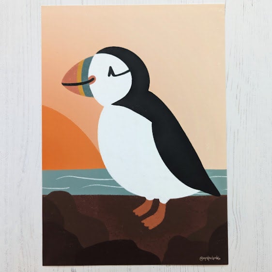 Mint & Pickle A4 Print - Puffin | Rockpool Trading